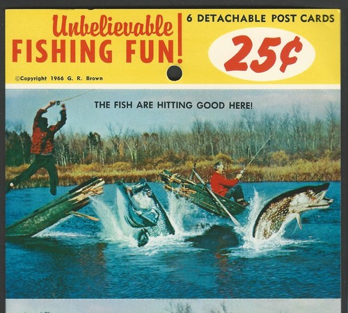 1966 FISH EXAGGERATION POSTCARDS - 6 Detachable - UNBELIEVABLE FISHING ...
