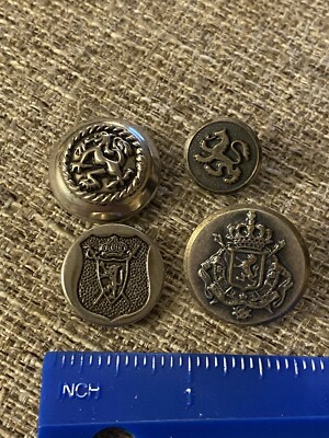 Lot Of Four Vintage Silver Tone Lions Metal Crest Shield Buttons | eBay
