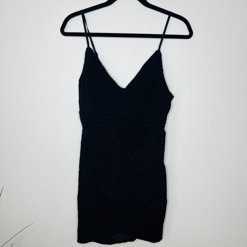 LBD Little Black Dress All-Over Ruching Spaghetti Strap Mini SZ S Night ...