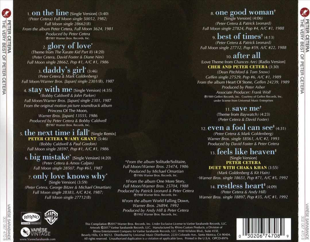PETER CETERA - THE VERY BEST OF PETER CETERA * NEW CD 30206747089| eBay