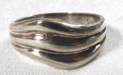 Sterling Silver 925 Ring Band size 8 Wave design | eBay