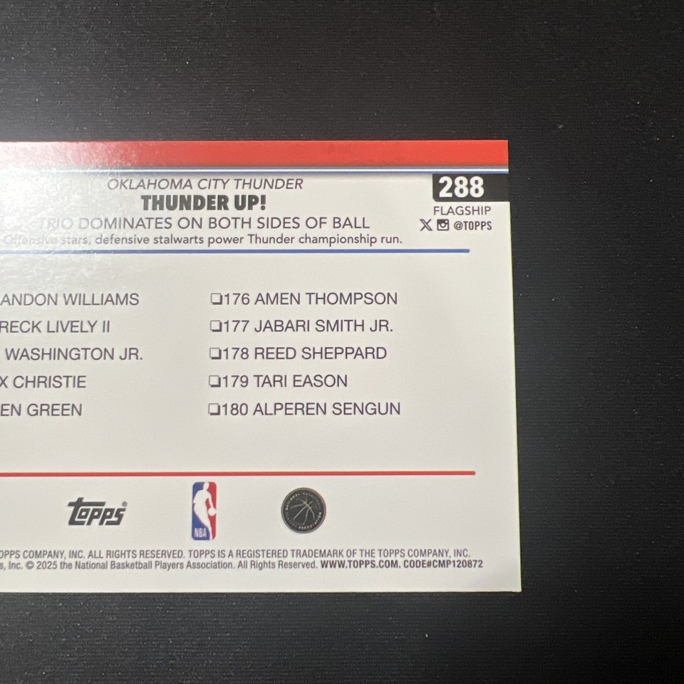 2025-26 Topps #288 Shai Gilgeous-Alexander Thunder Up Rainbow Foil 🔥👀🏀 ...