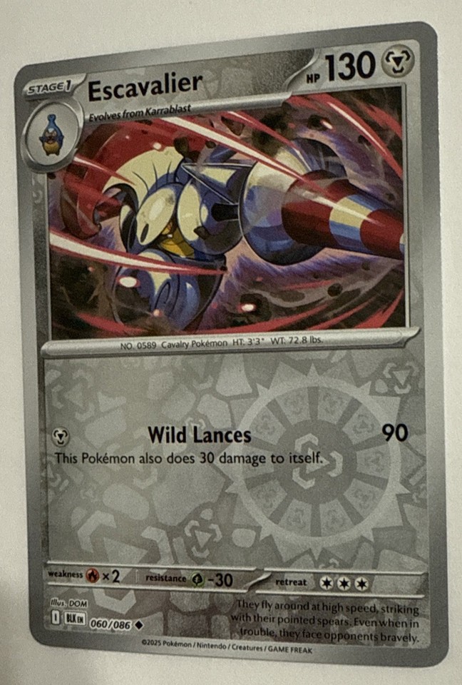 Pokemon TCG - Escavalier - 060/086 - (Reverse Holo) - SV: Black Bolt NM ...