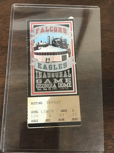 Vtg Georgia Dome Inaugural Game Ticket Stub Atlanta Falcons ...
