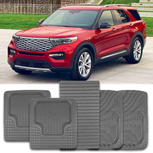Gray Car Floor Mat Front & Rear Trunk Mats Cargo Liner Carpet For Ford ...