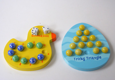 Puzzle Tricky Triangle and Elimination games - Wood and Glass Marbles ...