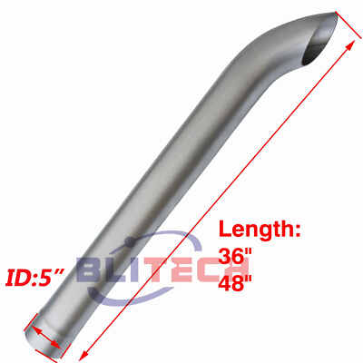 5"inch ID Curved Aluminized Exhaust Stack Pipe 36" 48" inch Length ...