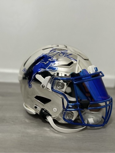 Barry Sanders autographed chrome Speed Flex W/ blue mirrored visor. | eBay