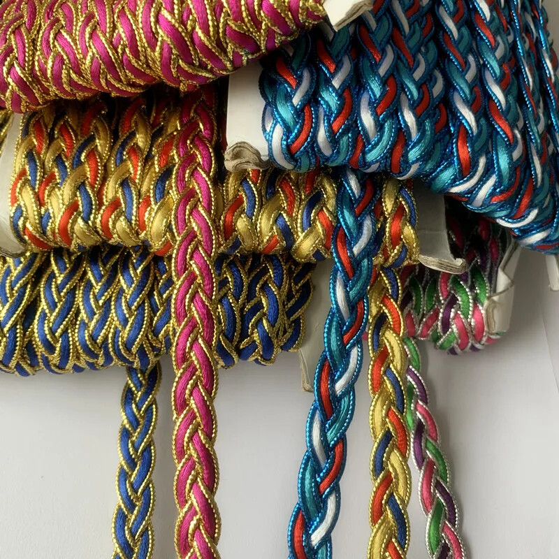 ab 1m Geflochtene Borte glänzend 8mm breit Farbauswahl Lurex Leonisch ...