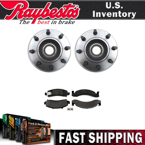 Front Brake Rotor and Hub Assembly & Brake Pads For 1997 1998 1999 ...