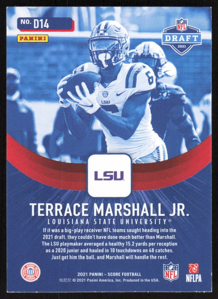 Terrace Marshall Jr. 2021 Score: NFL Draft #D14 LSU Tigers | eBay