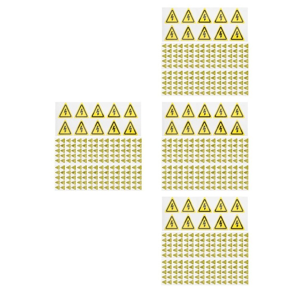 200pcs High Voltage Sign - Electrical Warning Stickers Yellow Triangle ...