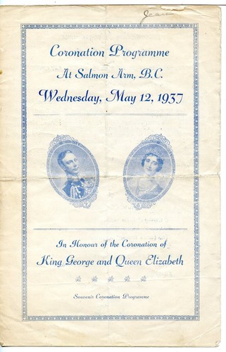 (6447) 1937 SALMON ARM, BC LOCAL CORONATION PROGRAM -KING GEORGE V1 | eBay