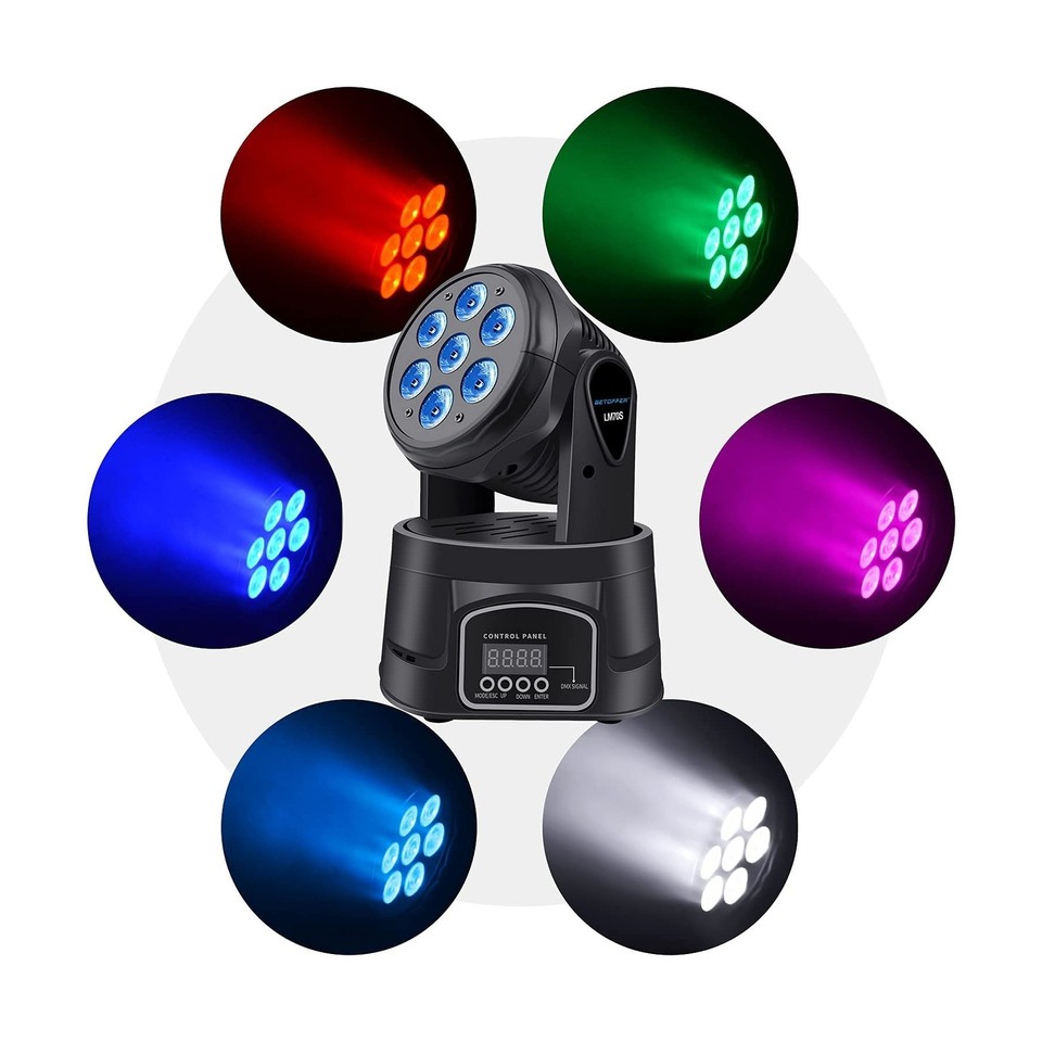 BETOPPER DJ Lights Moving Head, 7x8W RGBW DJ Lights, Sound Activated ...