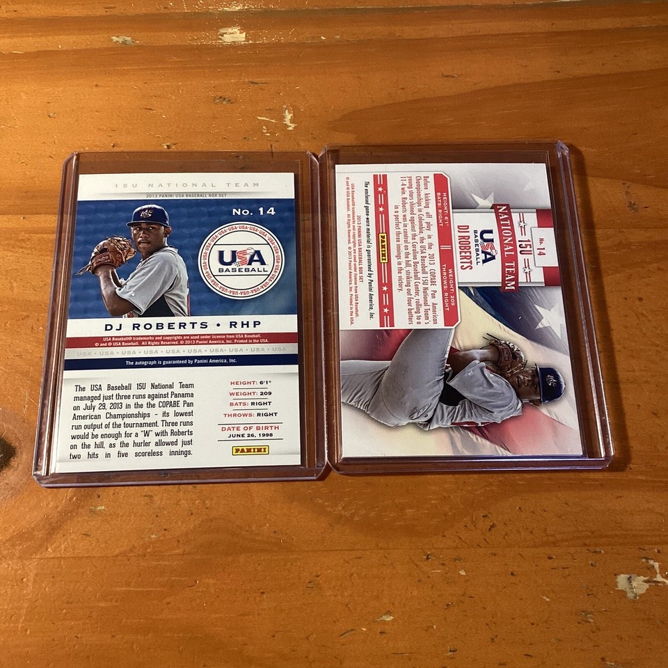 2013 Panini USA Baseball DJ Roberts Autograph Card /299 & Memorabilia ...