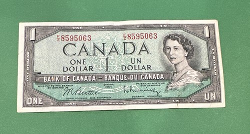 World Currency Foreign Banknote - One (1) Canada $1 Dollar Note 1954 ...