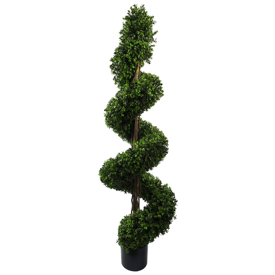 Realistic LARGE Artificial Topiary Ball Plants, Cone Bay Boxwood Spiral ...