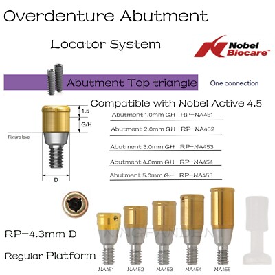 Implant Abutment 1-5.0mm GH For Nobel Biocare Active RP Ø4.3mm D ...