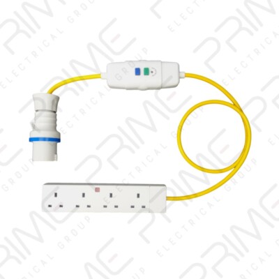 1m Yellow Caravan Hook Up / Extension lead 2.5mm 16A Plug, RCD & 4G ...