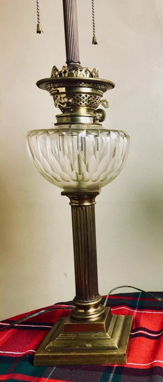 Rare Antique DIBBEN London Leviton double Light Crystal Table Lamp ...