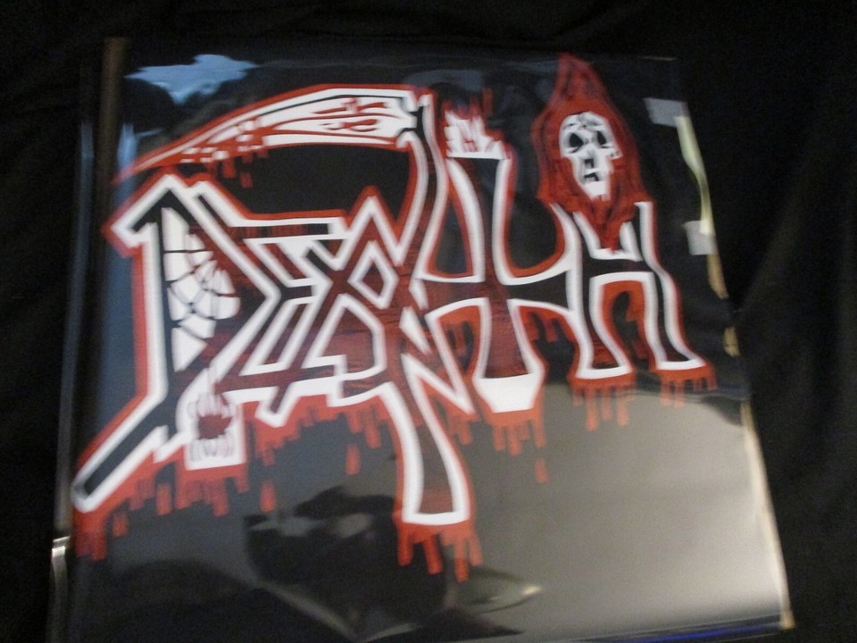 DEATH Chuck Schuldiner 14X14" Screened Cloth RARE Official Merch BACK ...