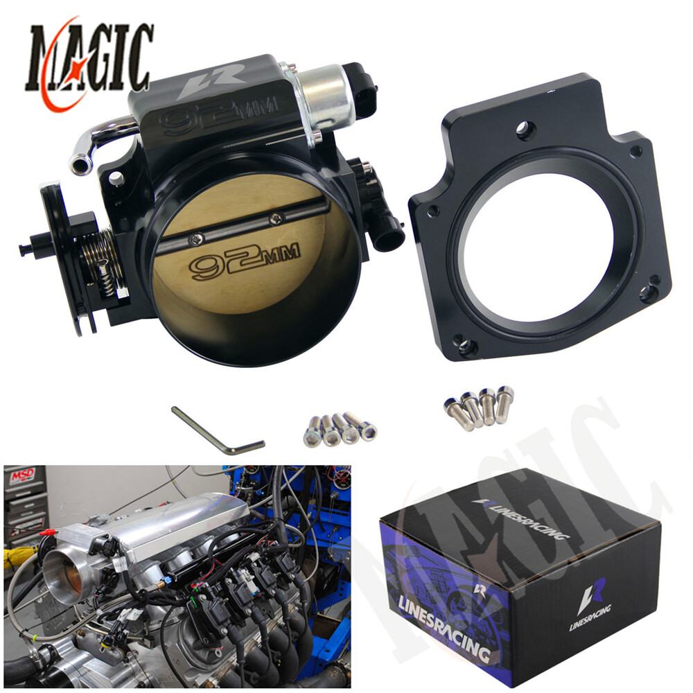 92MM Throttle body+TPS IAC+Adapter Plate For Chevy GM Gen III LSX LS ...