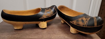 Vintage Hand Carved Wood Clogs/shoes With 3 Peg Stilts (Spanish) | eBay