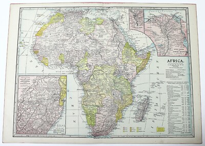 1899 Map of Africa and Egypt Full Color Lithography 16.5 x 22.25 | eBay