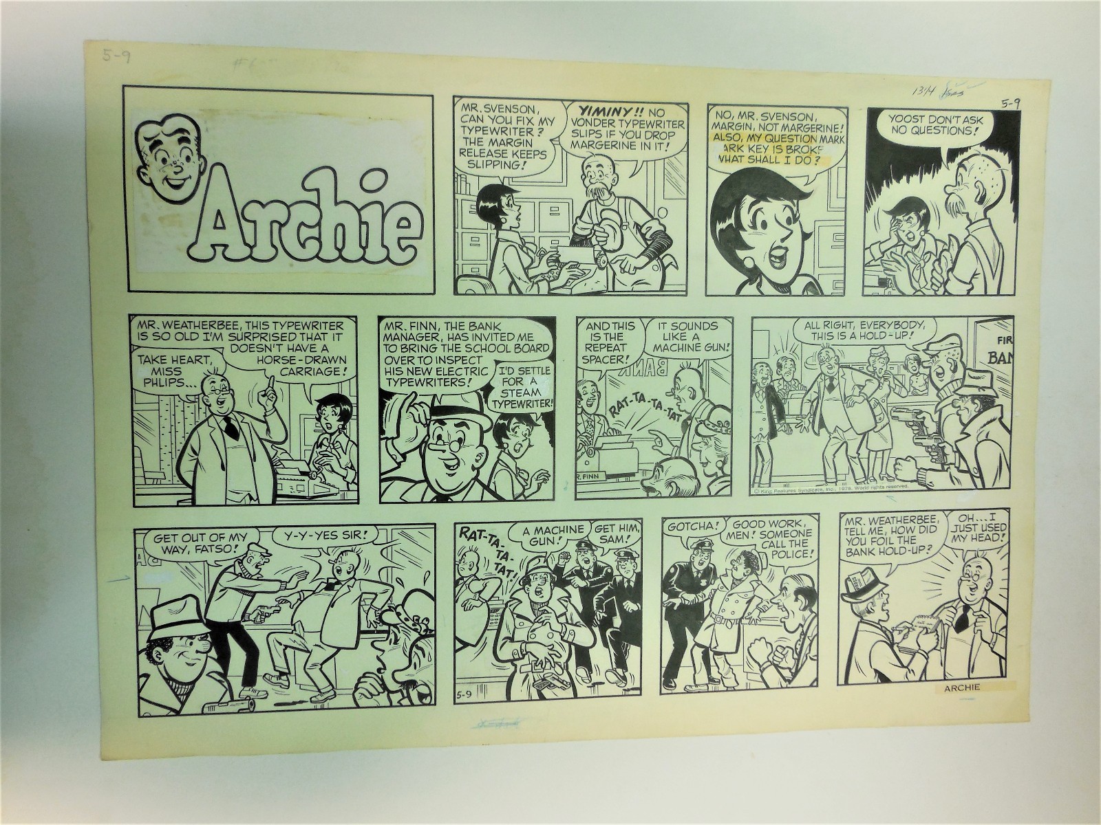Archie Sunday Comic Strip Original Art | eBay