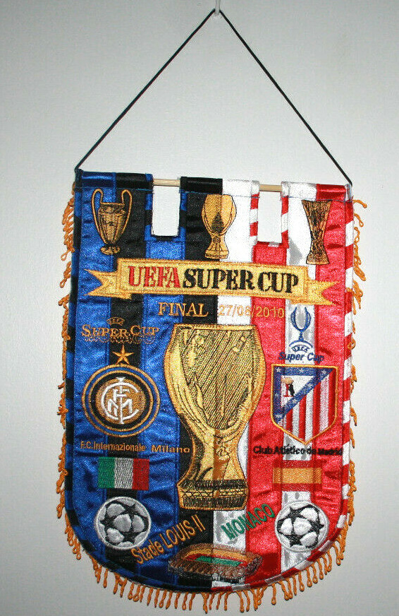 Pennant fanion brodé Inter Milan v Atletico Madrid UEFA super cup final ...