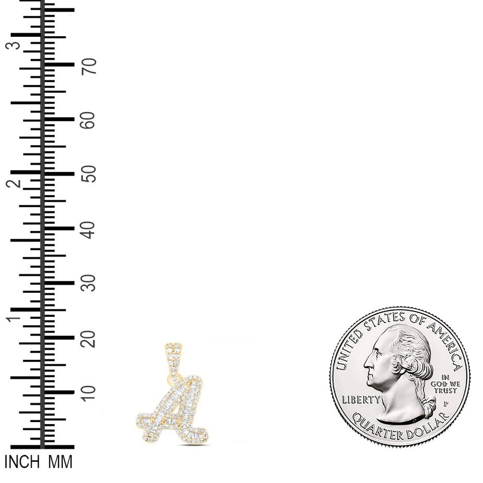 0.36 Ctw Natural Diamond Hiphop Cursive Initial Letter A Pendant 10k ...