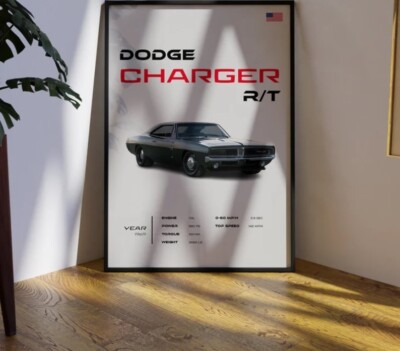 Dodge Charger RT Poster, Vintage Muscle Car Wall Art, High Quality ...