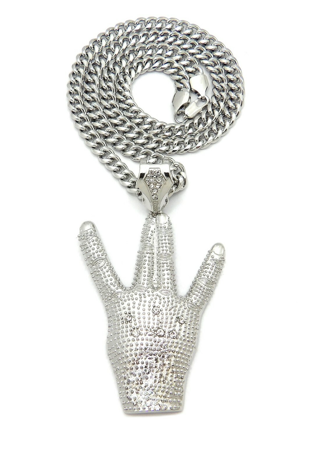 Hip Hop Iced 2Pac West Side Hand Pendant & 6mm 24" Cuban Link Chain ...