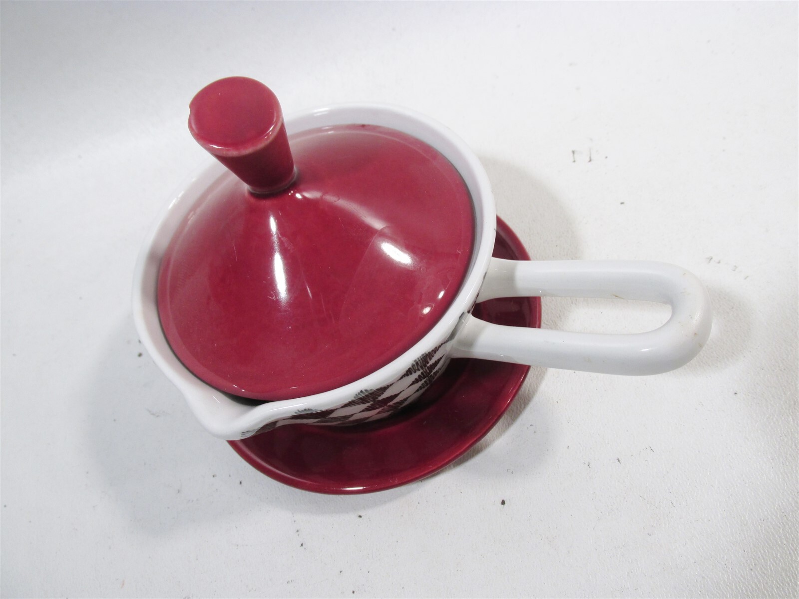 Midcentury Rorstrand China Sweden Red Top Creamer Sauce Boat Underliner ...