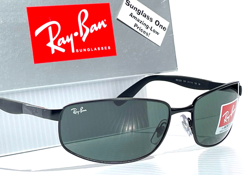 NEW Ray Ban Matte Black Metal Frame Crystal Green lens Sunglass RB3254 ...