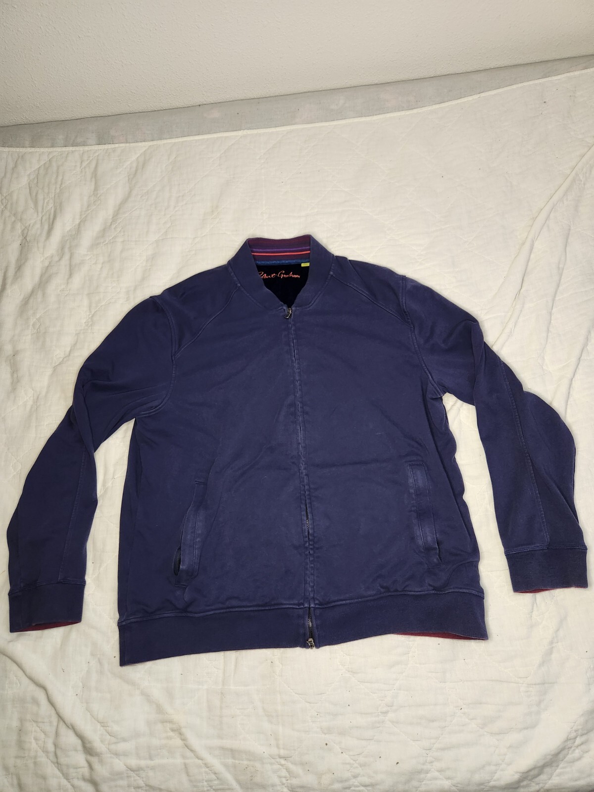 Vintage Robert Graham Jacket Mens Size XL Classic Fit Full Zip Navy ...