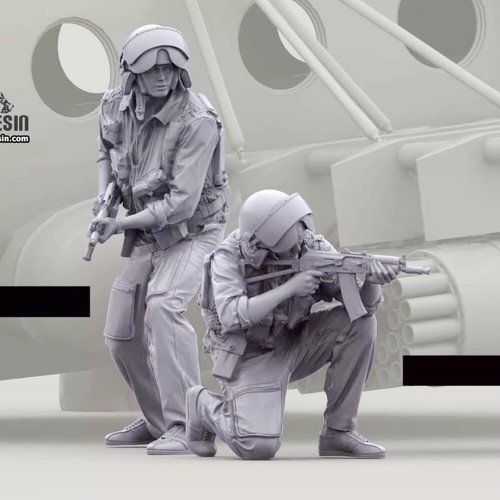 1/48 resin figure model kit Two modern soldiers Unassembled Unpianted ...