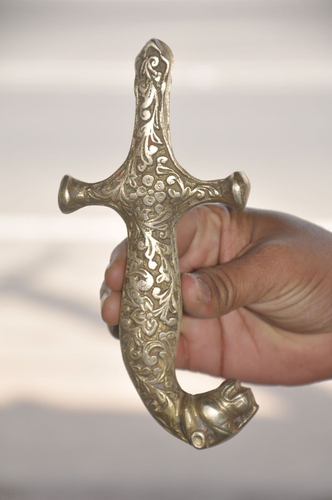 Vintage Brass Flower Engraved Handcrafted Lion Head Sword Handle/ Hilt ...