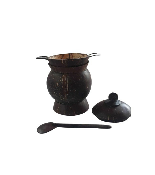 Coconut Shell Salt Container Spoon Handmade Eco Friendly Natural ...