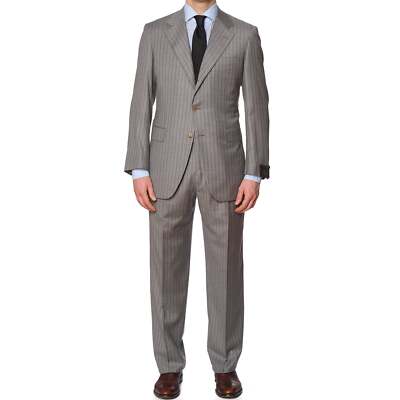 SARTORIA PARTENOPEA for VANNUCCI Gray Wool Handmade Suit EU 52 NEW US ...