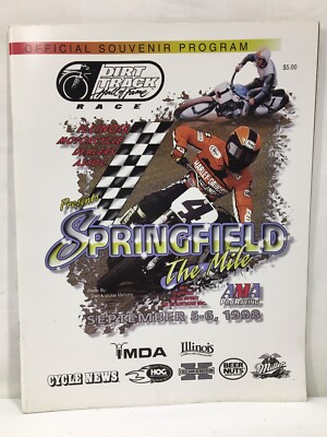 Vintage AMA Motorcycle Racing Program Springfield Mile Flat Track Race ...