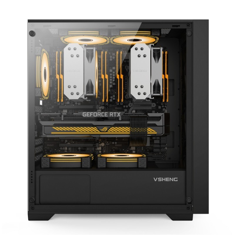 VSHENG Black USB3.0 Tempered Glass E-ATX Tower Gaming Computer Case w ...
