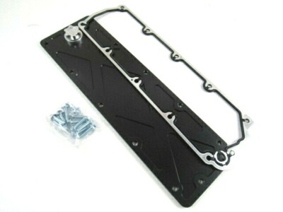 GM Ls2 Ls3 Ls7 Alum Engine Valley Cover Oil Fill w/ Gasket Black ...
