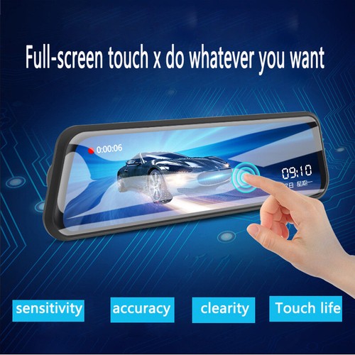 7" 1080P 170° Car Dual Lens DVR Rear View Mirror Video Dash Cam Parking ...