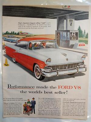 1956 Ford V8 Car Magazine Color Ad Page Vintage Original | eBay