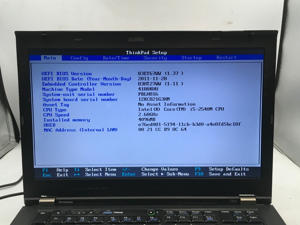 LENOVO THINKPAD T420 - BOOTS TO BIOS - INTEL I5 2540 - 4GB RAM - READ ...