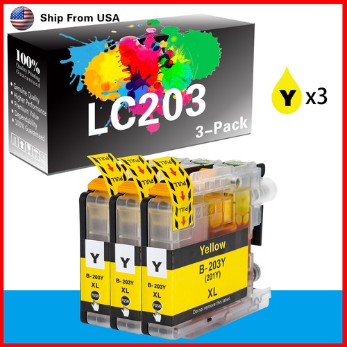 (3PK,Yellow) LC-203 LC203 Ink Cartridge for MFC-J4620DW MFC-J680DW ...
