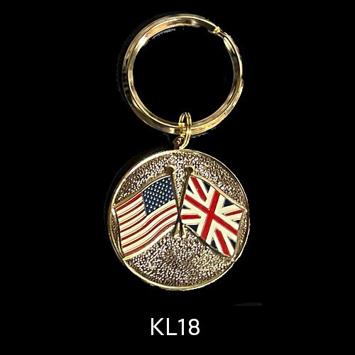 BRASS & ENAMEL KEY RINGS - USA BRITISH/GREAT BRITAIN FLAGS | eBay