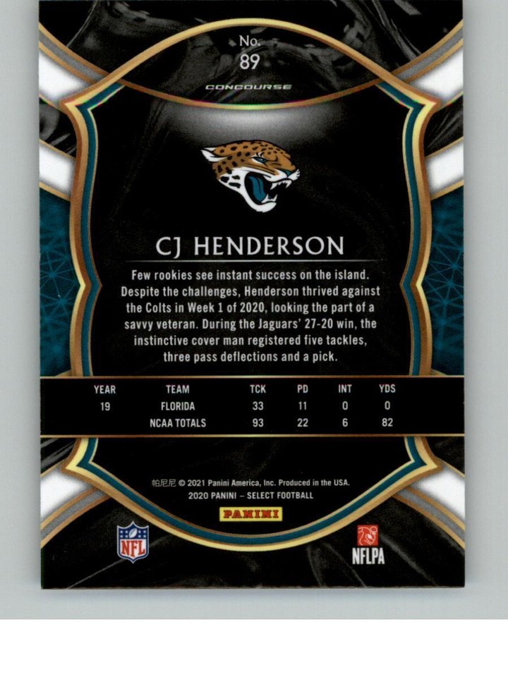 2020 Panini Select CJ Henderson 89 RC Jacksonville Jaguars | eBay