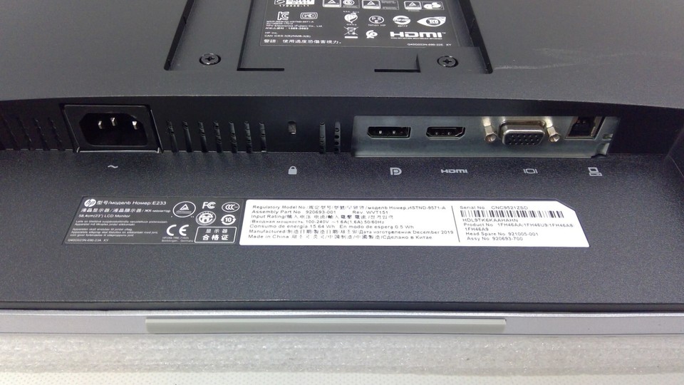 Lot of 2 HP E233 23" FHD LED Backlit Monitor, HDMI DP VGA, with Stand ...